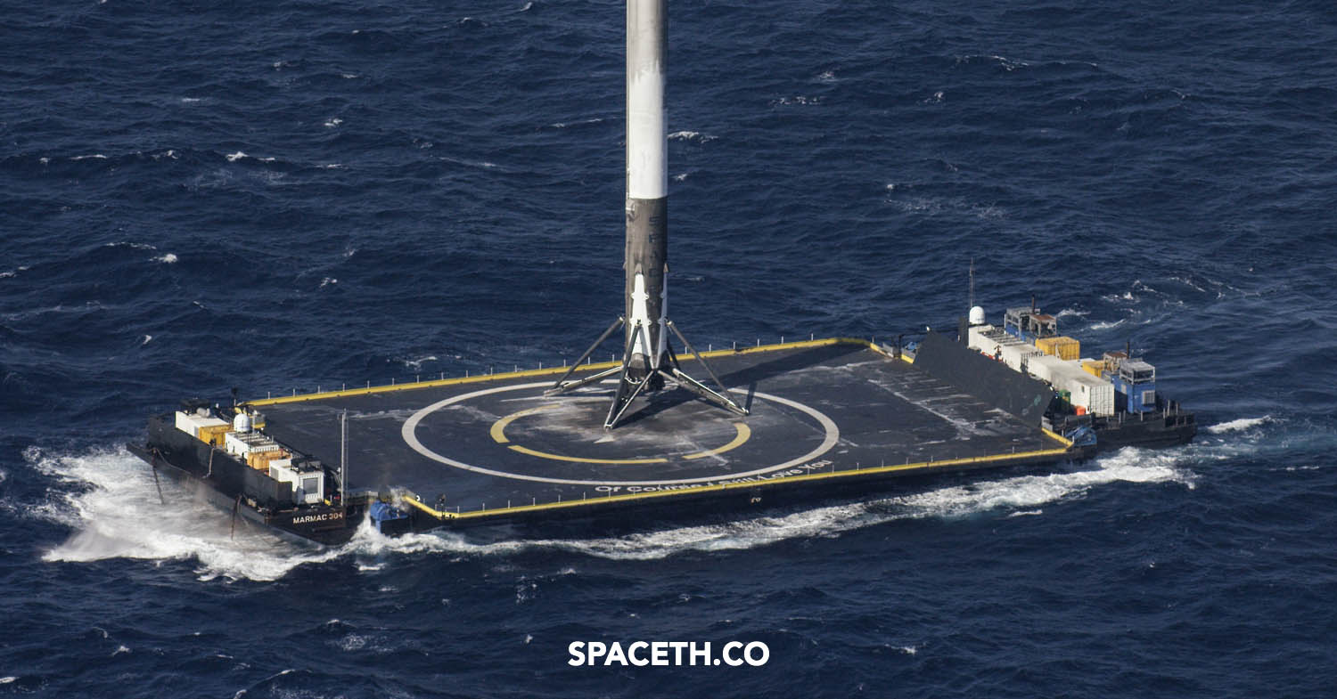Autonomous Spaceport Drone Ship ฐานลงจอดกลางมหาสมุทรของ SpaceX
